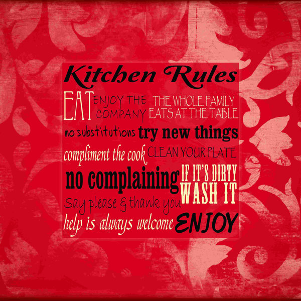 Trinx Kitchen Rules - Wrapped Canvas Textual Art | Wayfair